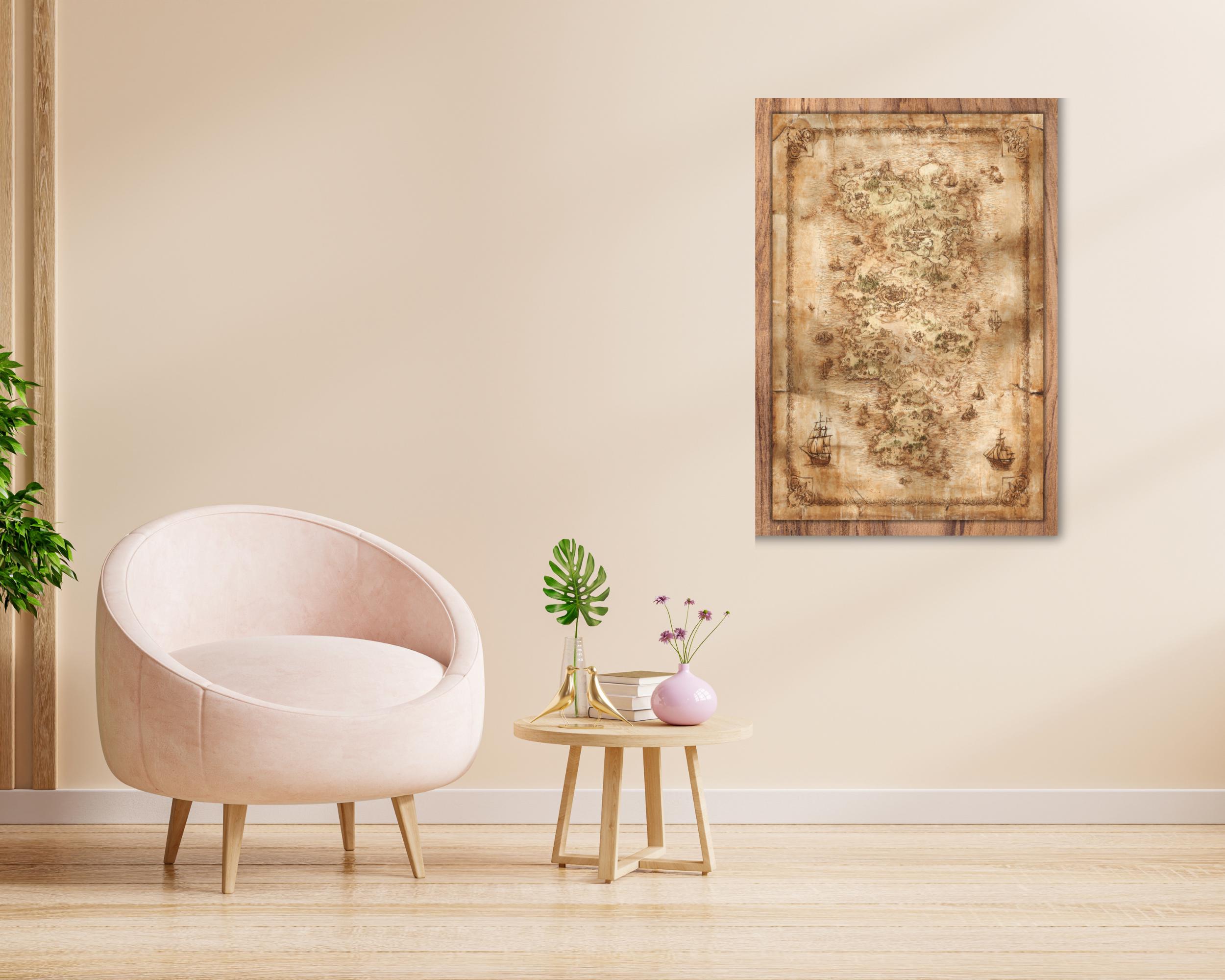 Old Treasure Map Vintage Digital Wall Print L Printable Distressed ...