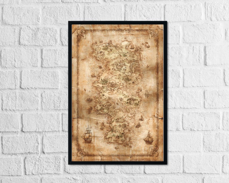 Old Treasure Map Vintage Digital Wall Print L Printable Distressed ...