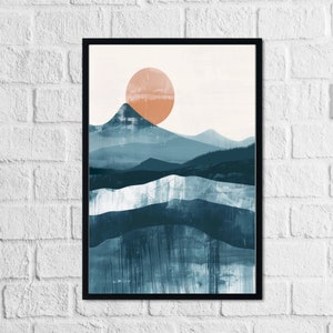 Blue Mountain Abstract Digital Wall Art L Printable Nature Landscape ...