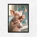 Funny Pig Brushing Teeth Digital Wall Art L Printable Fun Animal Design ...