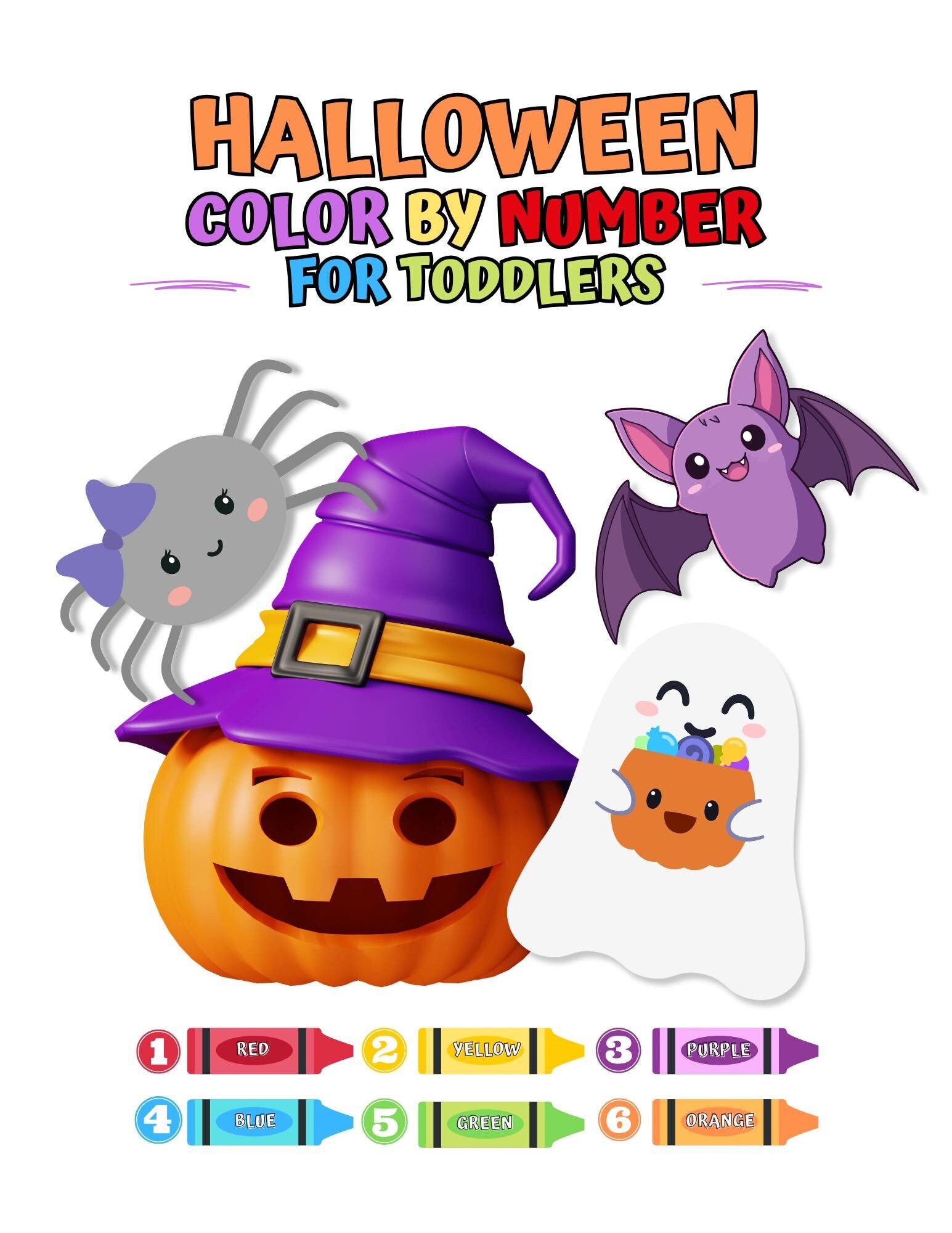 Halloween Color by Number | 5 Printable Pages | Ages 1-3 | Educational ...