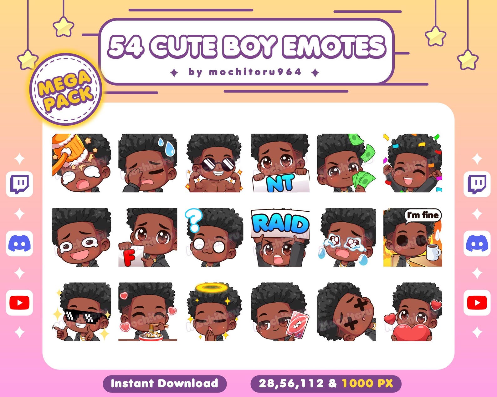 Twitch Emote - Cute Boy Emotes | 54 Boy Emotes, Mega Pack | Male Emotes ...