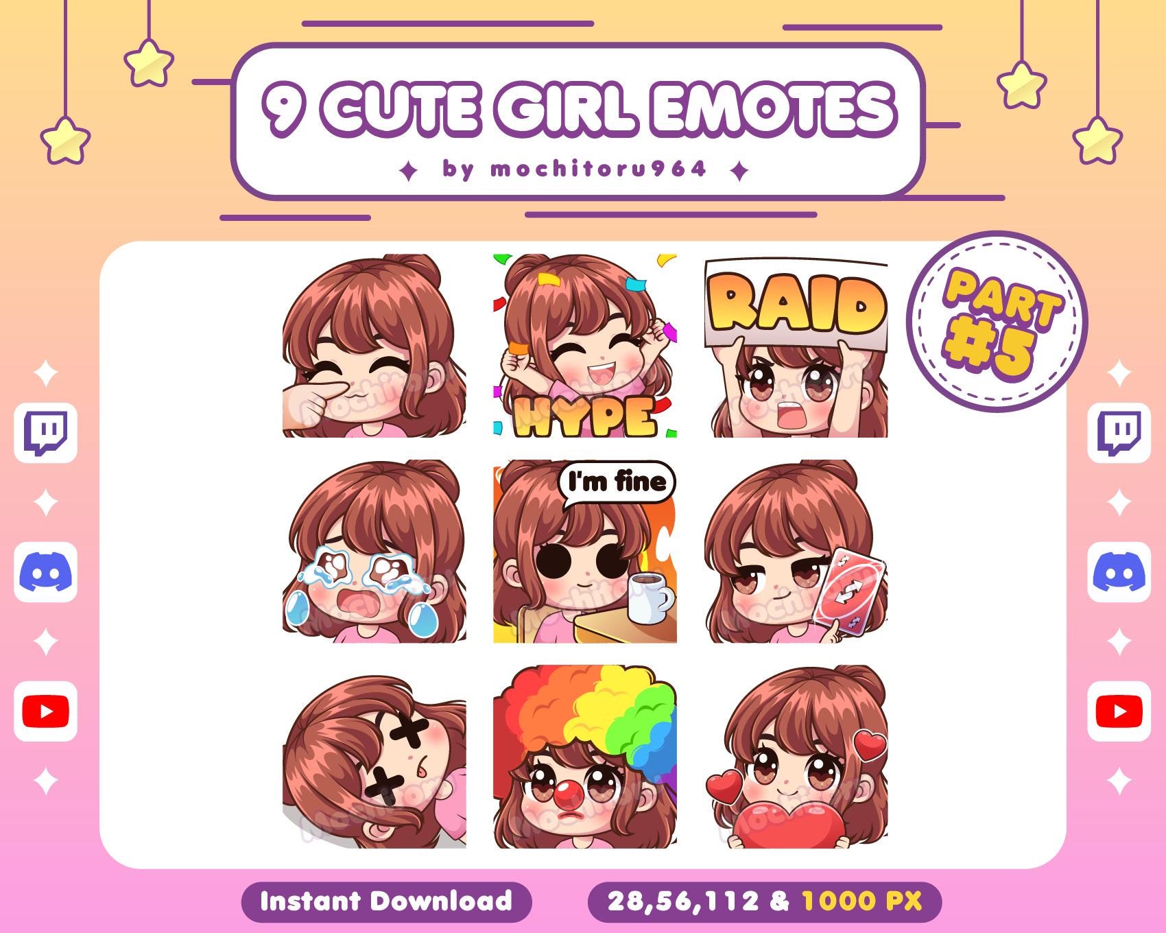 9 Cute Girl Emotes Part 5 / Brown Short Hair / Cute Girl / Brown Hair ...