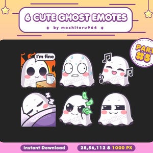 6x Cute Ghost Emotes Part 5 / Chibi Emotes / Halloween Emotes / Cute ...