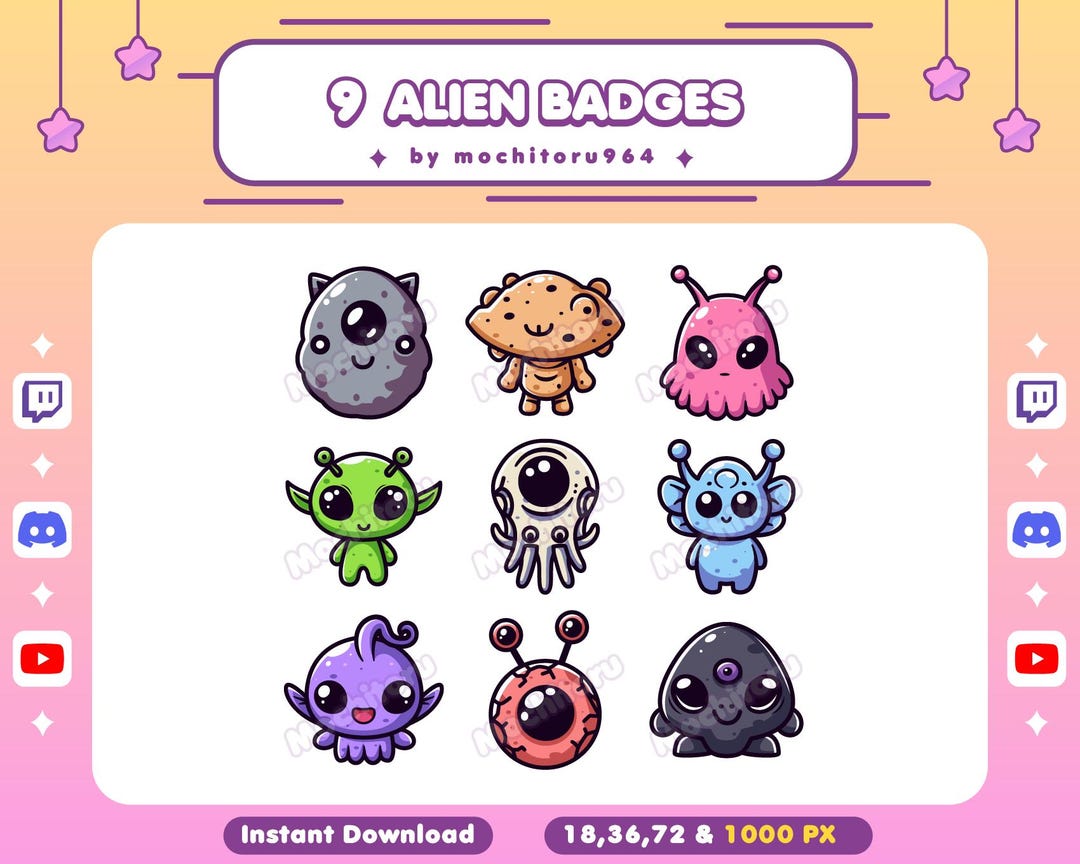 Twitch Badges / Alien Badges / 9 Badges / Aliens / Badges Alien ...