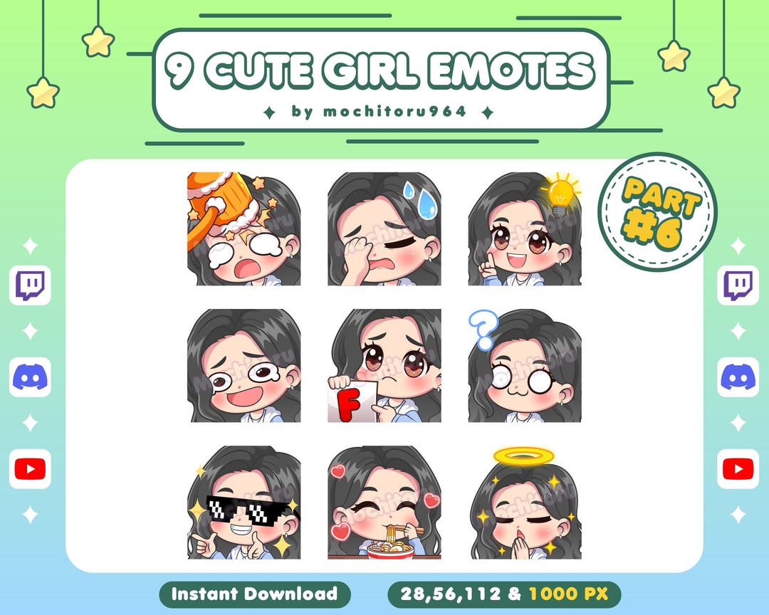 Twitch Emote - Cute Girl Emotes | 9 Girl Emotes Part 6 | Chibi Girl ...