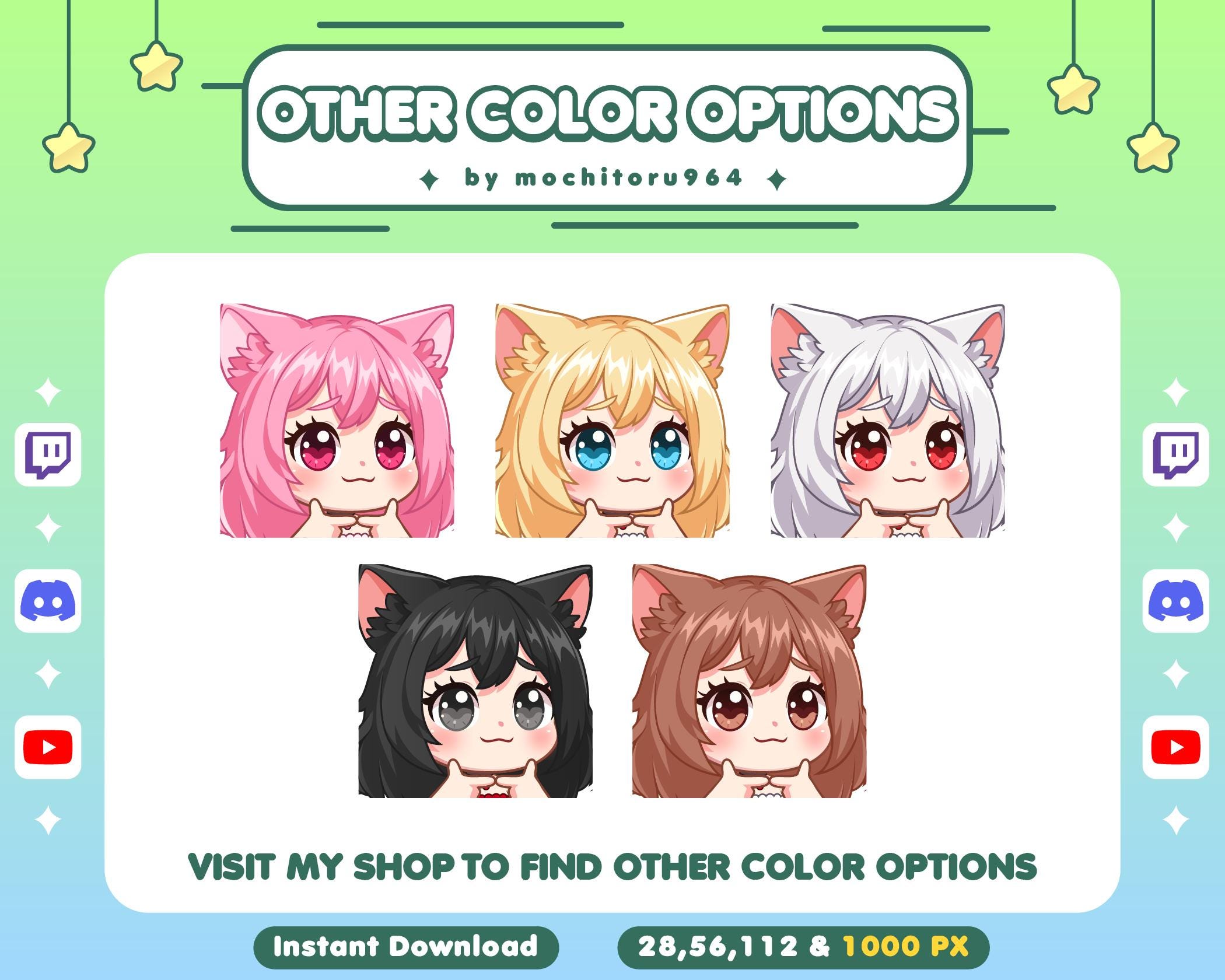 Twitch Emote - Cute Catgirl Emotes | 54 Catgirl Emotes, Mega Pack ...