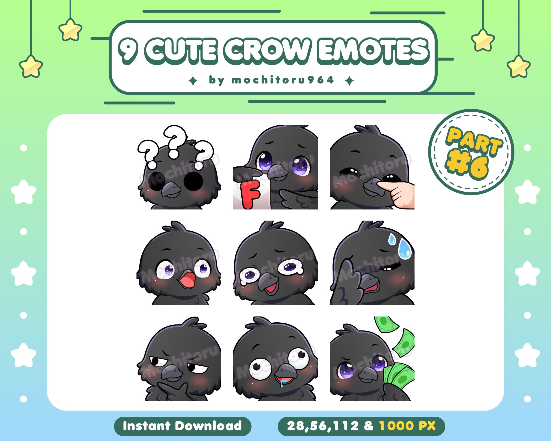 Twitch Emote - Cute Crow Emotes | 9 Raven Emotes Part 6 | Chibi Crow ...