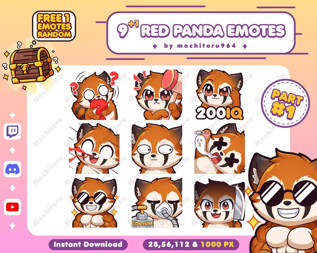 Twitch Emote / Cute Red Panda Emotes /part 1 / 91 Emotes / Chibi Emotes ...