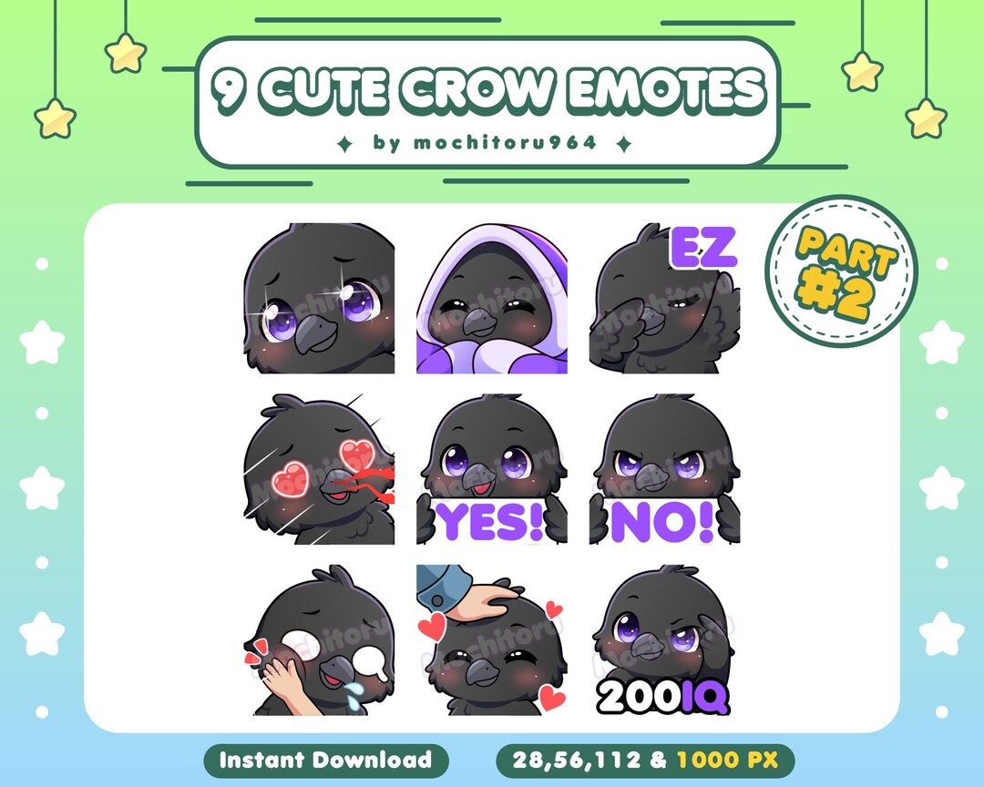 Twitch Emote - Cute Crow Emotes | 9 Raven Emotes Part 2 | Chibi Crow ...