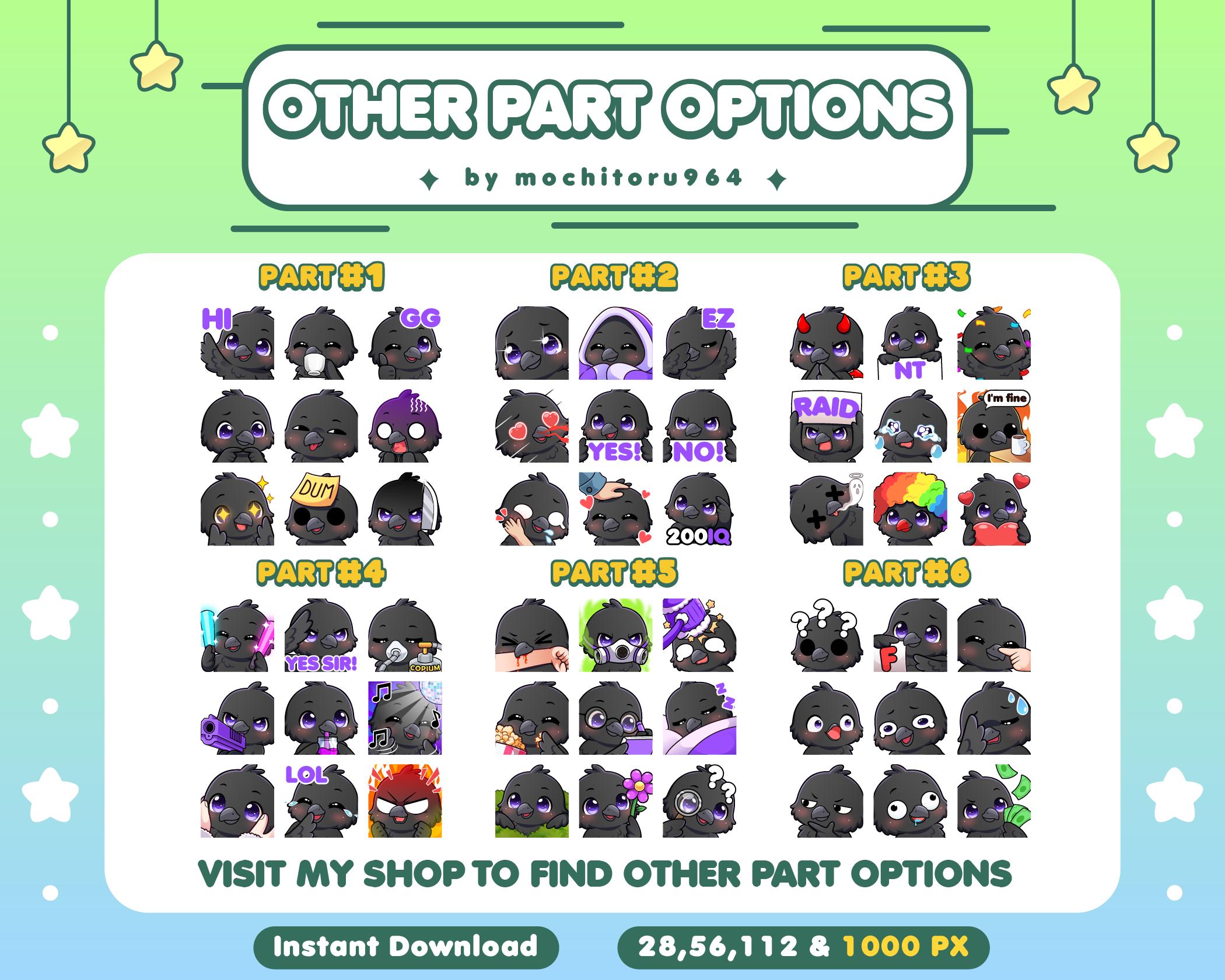 Twitch Emote - Cute Crow Emotes | 9 Raven Emotes Part 1 | Chibi Crow ...