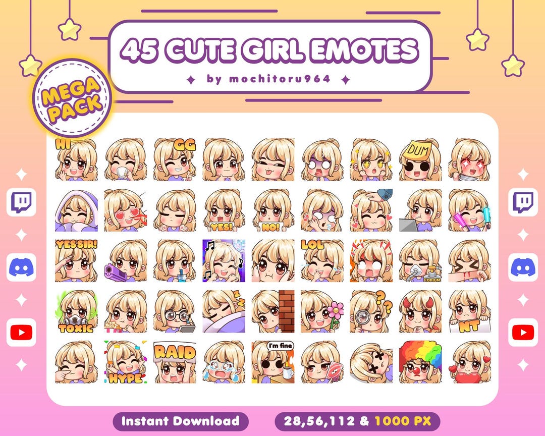 45 Cute Girl Mega Pack Emotes / Blonde Short Hair / Cute Girl / Blonde ...