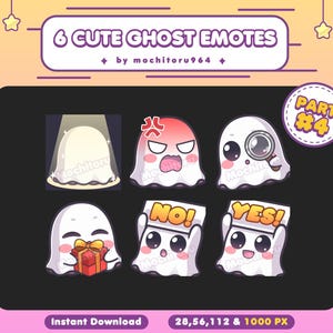 6x Cute Ghost Emotes Part 4 / Chibi Emotes / Kawaii Ghost / Cute ...