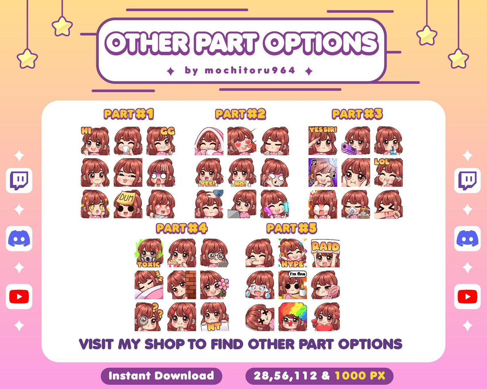 9 Cute Girl Emotes Part 5 / Brown Short Hair / Cute Girl / Brown Hair ...