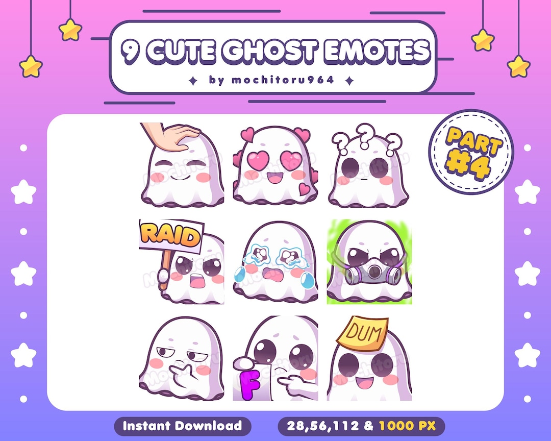 Twitch Emote - Cute Ghost Emotes | 9 Chibi Ghost Part 4 | Kawaii Spooky ...