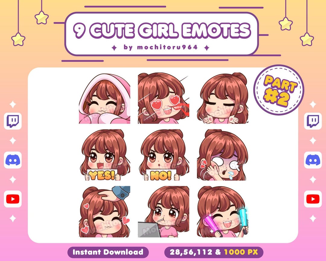 9 Cute Girl Emotes Part 2 / Brown Short Hair / Cute Girl / Brown Hair ...