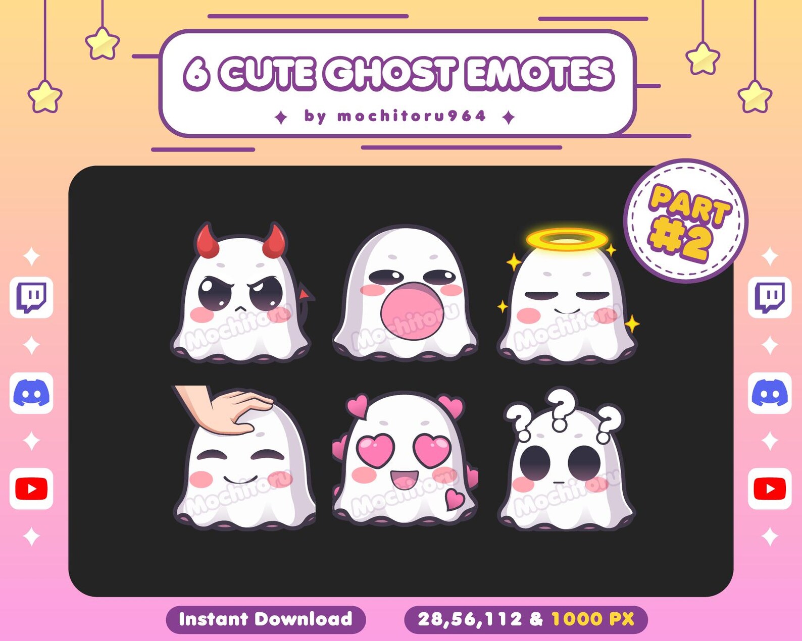 6 Emotes / Cute Ghost Emotes Part 2 / Chibi Emotes / Kawaii Emotes ...