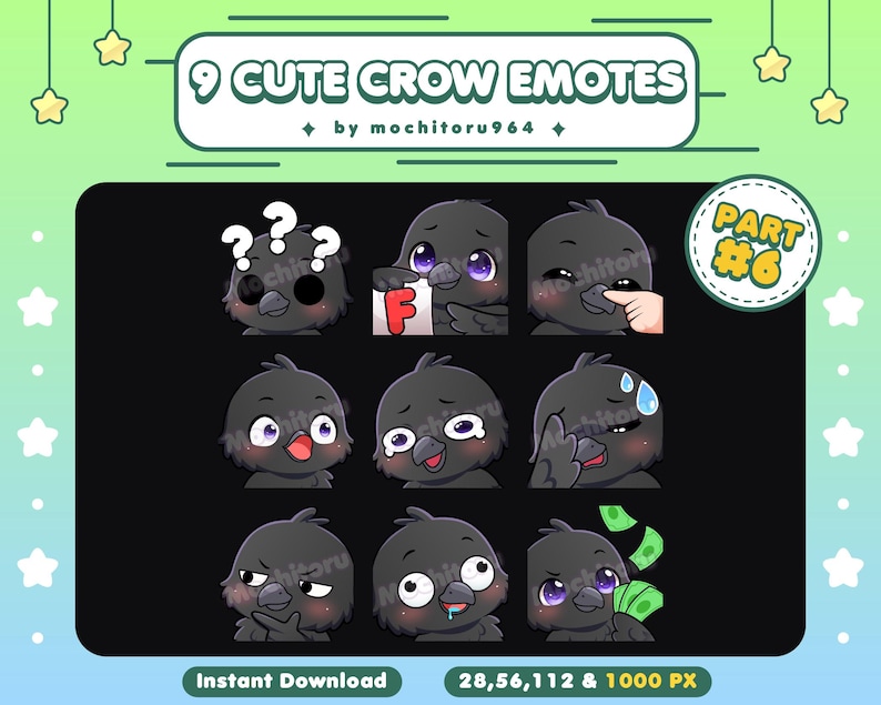 Twitch Emote - Cute Crow Emotes | 9 Raven Emotes Part 6 | Chibi Crow ...