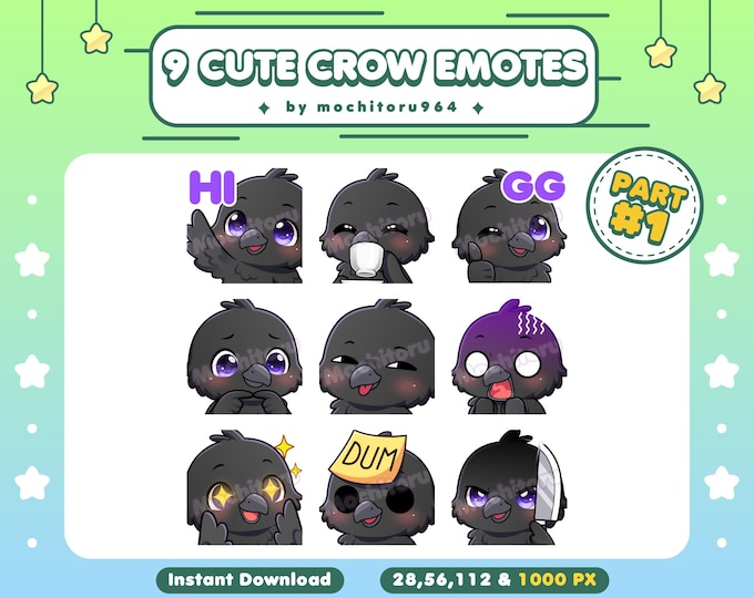Raven & Crow Emote Pack 3 | Blackbird Emotes for Twitch, Discord ...