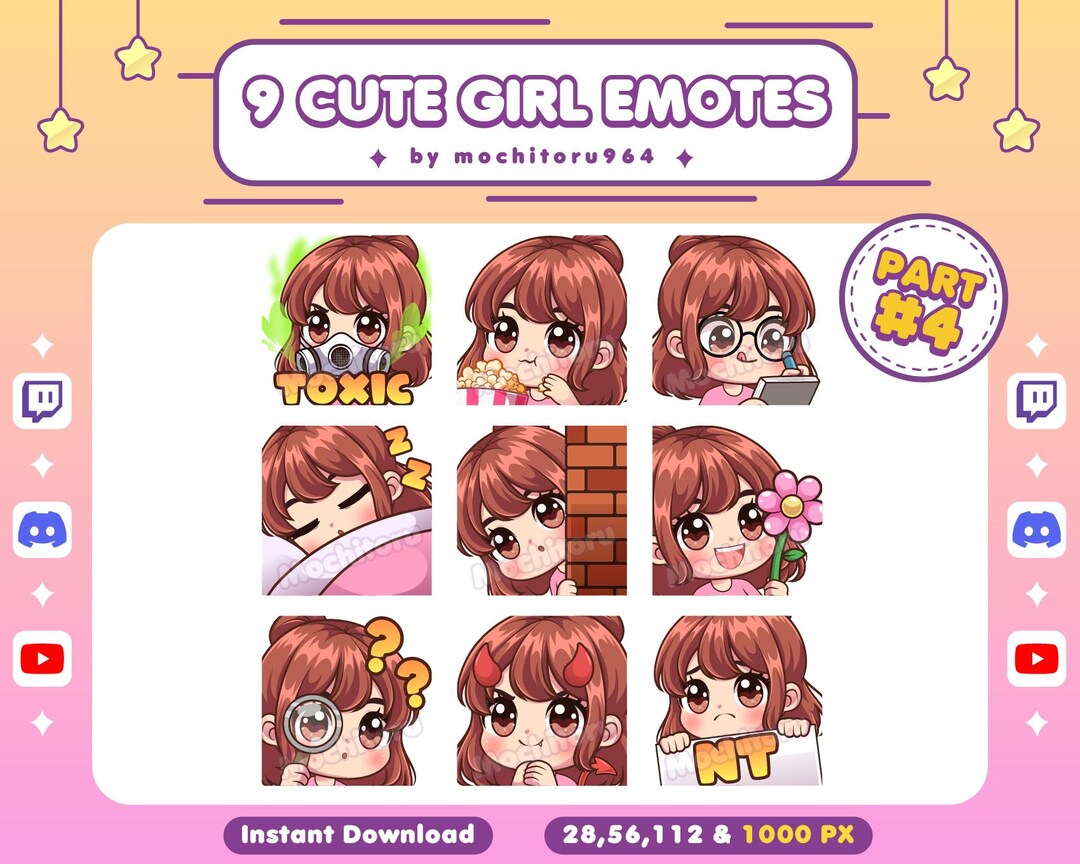 9 Cute Girl Emotes Part 4 / Brown Short Hair / Cute Girl / Brown Hair ...