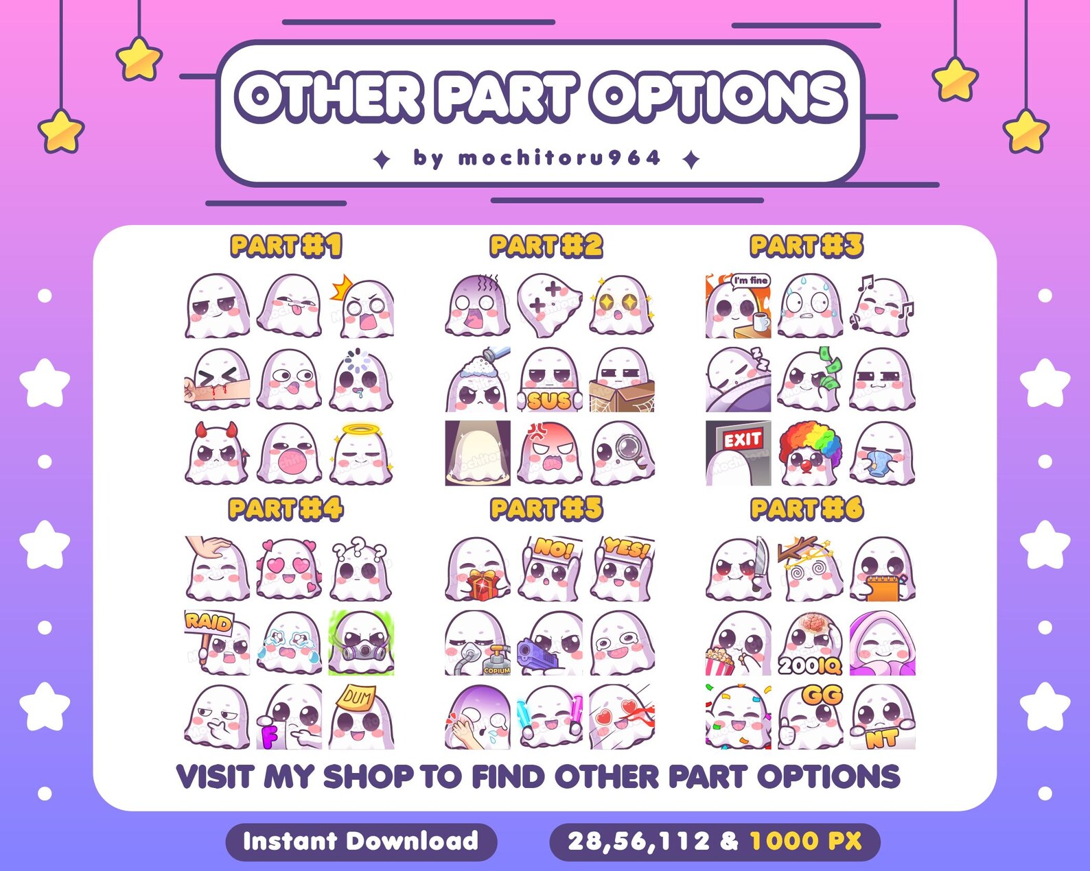 Twitch Emote - Cute Ghost Emotes | 9 Chibi Ghost Part 4 | Kawaii Spooky ...