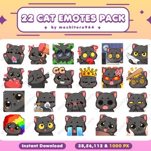 Cute Cat Emotes , 22+3 Black Cat Emotes, Twitch Emotes, Discord Emotes ...