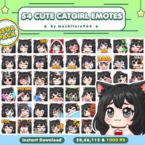 Twitch Emote - Cute Catgirl Emotes | 54 Catgirl Emotes, Mega Pack ...