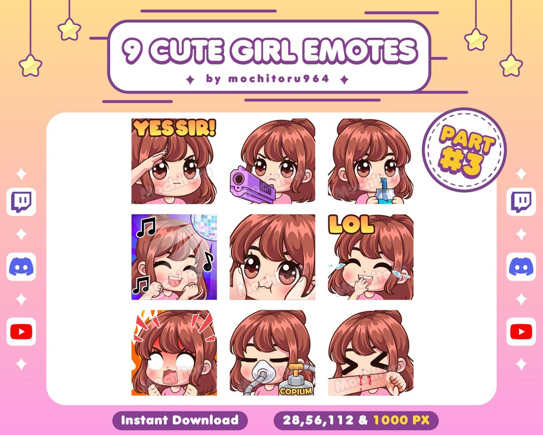 9 Cute Girl Emotes Part 3 / Brown Short Hair / Cute Girl / Brown Hair ...