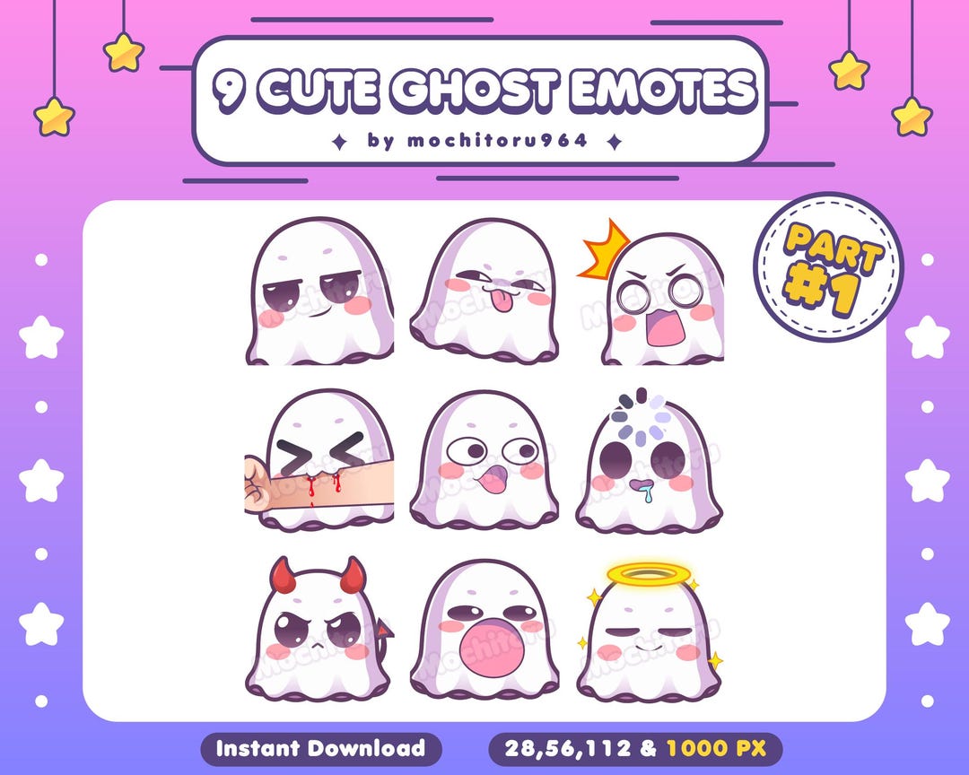 Twitch Emote - Cute Ghost Emotes | 9 Chibi Ghost Part 1 | Kawaii Spooky ...