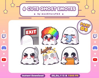 6x Cute Ghost Emotes Part 4 / Chibi Emotes / Kawaii Ghost / Cute ...