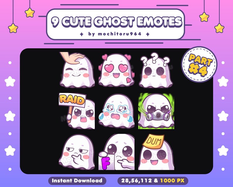 Twitch Emote - Cute Ghost Emotes | 9 Chibi Ghost Part 4 | Kawaii Spooky ...