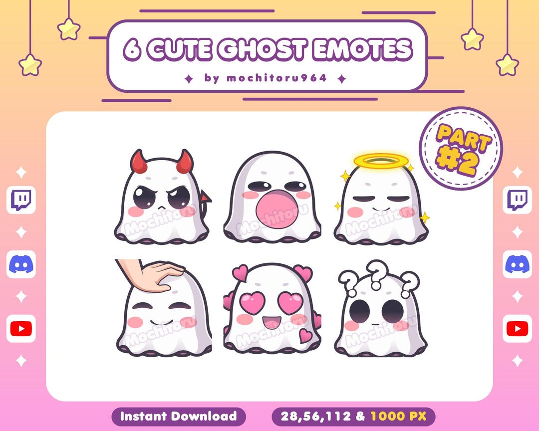 6 Emotes / Cute Ghost Emotes Part 2 / Chibi Emotes / Kawaii Emotes ...