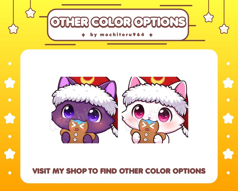 Cute White Lunar Kitty Christmas Emotes | 12 Animated Cat Emotes ...