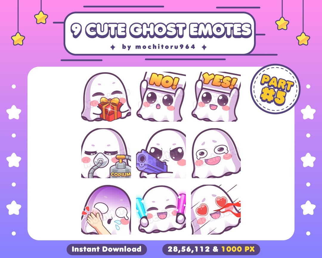 Twitch Emote - Cute Ghost Emotes | 9 Chibi Ghost Part 5 | Kawaii Spooky ...
