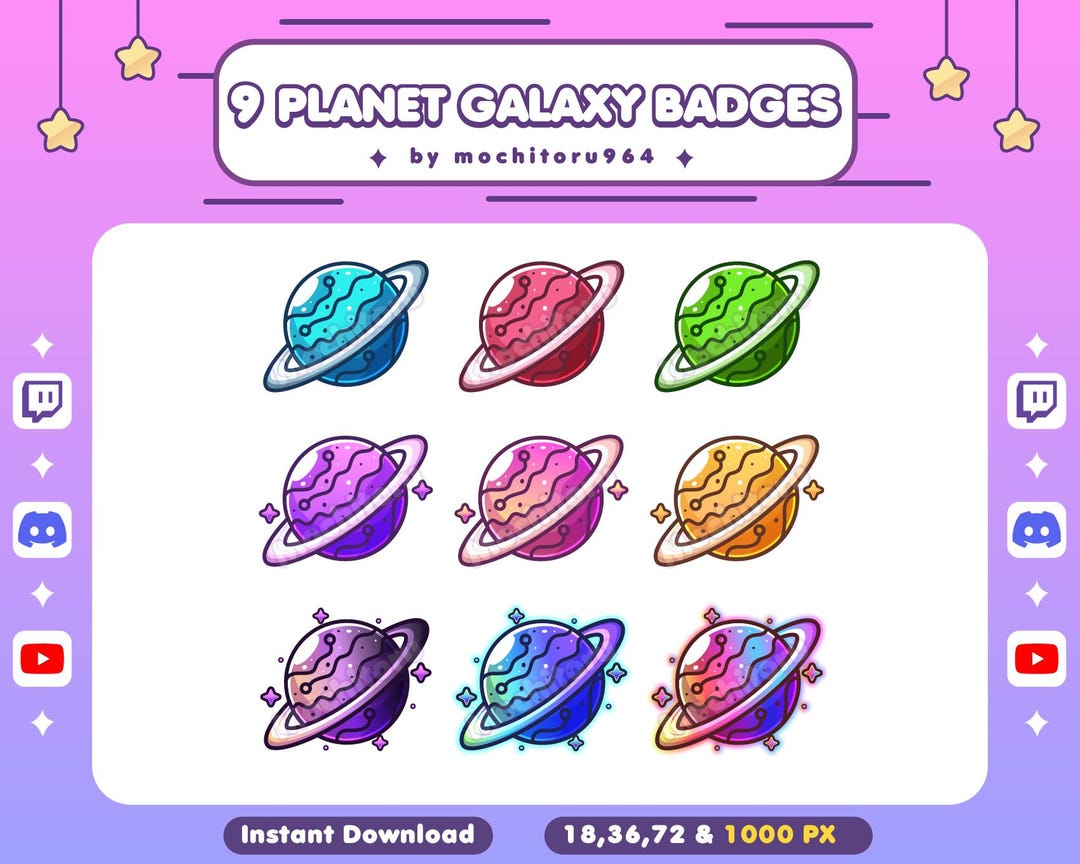 Twitch Badges - Planet Galaxy Badges Set of 9 | Space Badges for Twitch ...