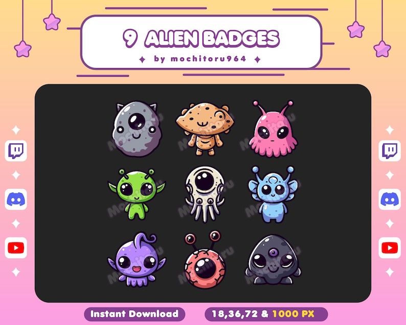 Twitch Badges / Alien Badges / 9 Badges / Aliens / Badges Alien ...
