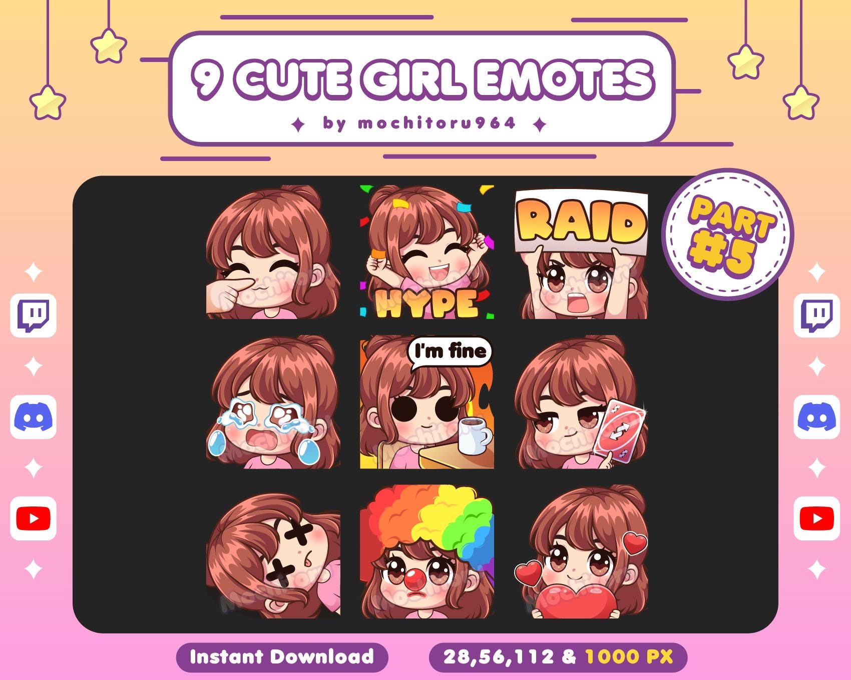 9 Cute Girl Emotes Part 5 / Brown Short Hair / Cute Girl / Brown Hair ...