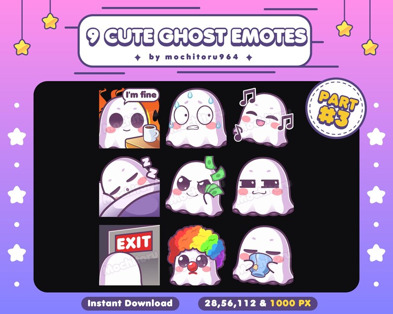 Twitch Emote - Cute Ghost Emotes | 9 Chibi Ghost Part 3 | Kawaii Spooky ...