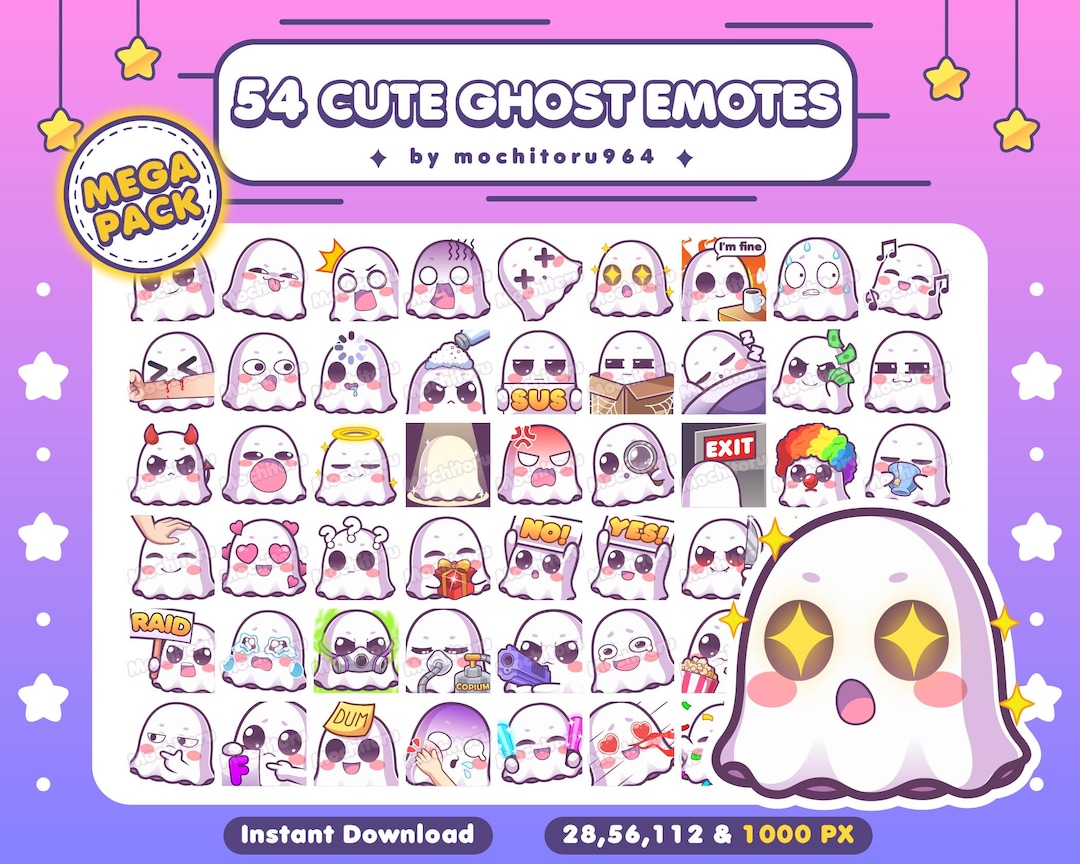 Twitch Emote - Cute Ghost Emotes | Mega Pack Emotes | Kawaii Spooky ...