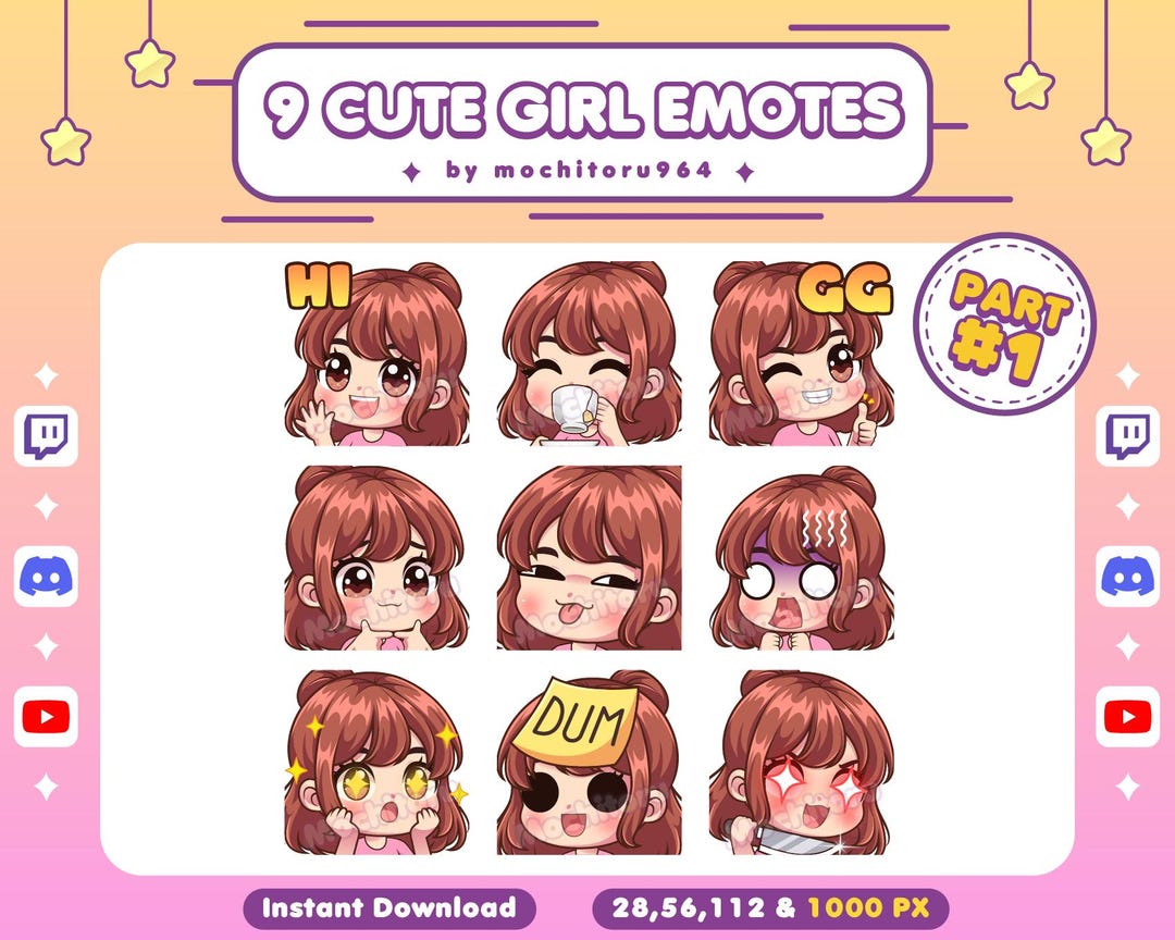 9 Cute Girl Emotes Part 1 / Brown Short Hair / Cute Girl / Brown Hair ...