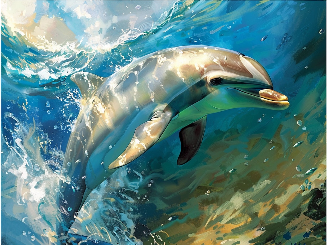 Dolphin Clipart, Dolphin Playing Clipart, Printable Watercolor Clipart ...