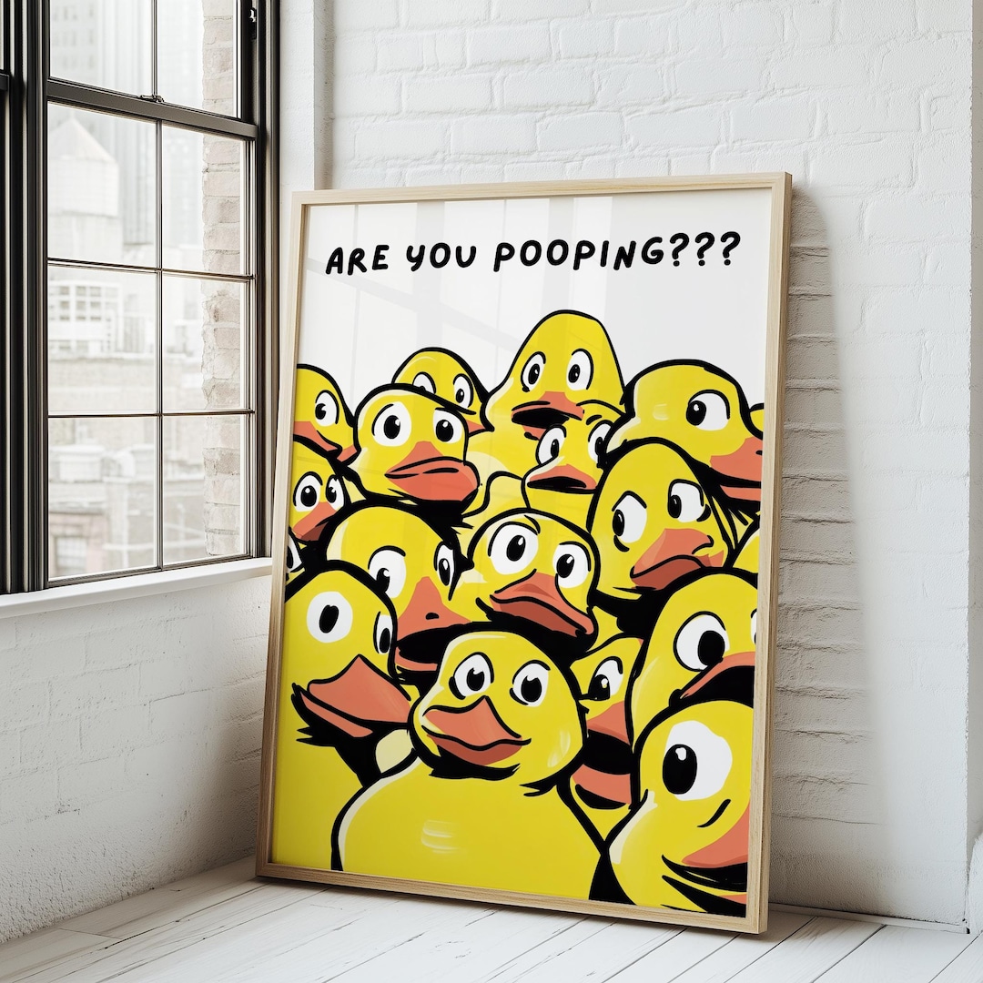 Are You Pooping Funny Bathroom Wall Art Yellow Ducks Toilet Poster ...