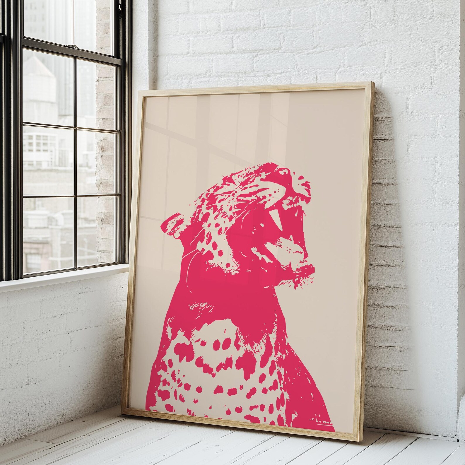Trendy Leopard Yawn Wall Art Pink Cheetah Roar Wall Art Birthday Gift ...