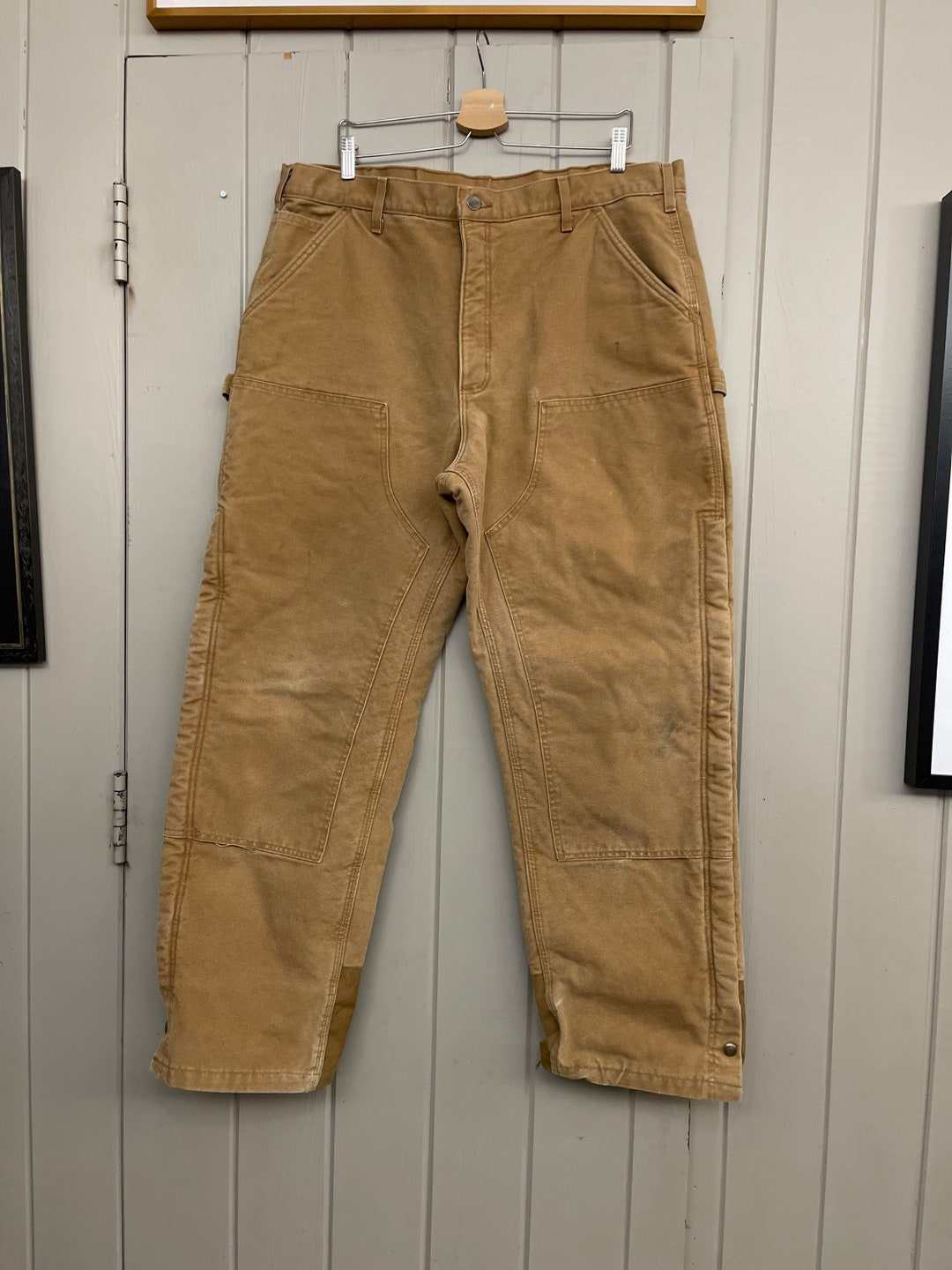 Y2K Carhartt Tan Duck Cloth Double-knee Insulated Jeans Pants. Size 40 ...