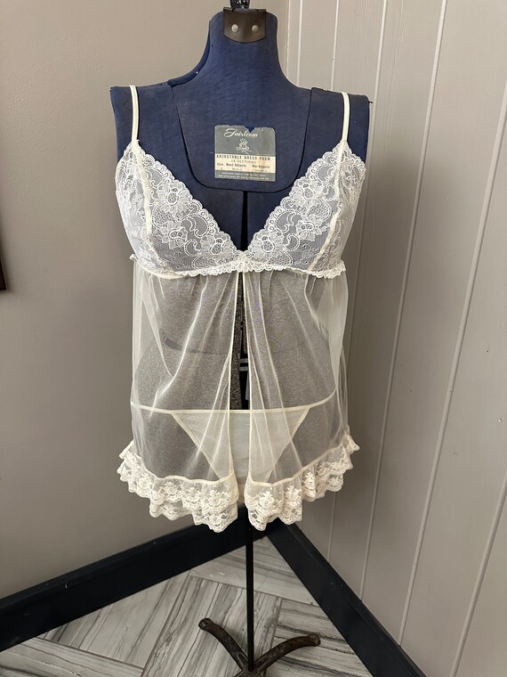 Vintage Victoria's Secret Ivory Boudoir Sheer Babydol… - Gem