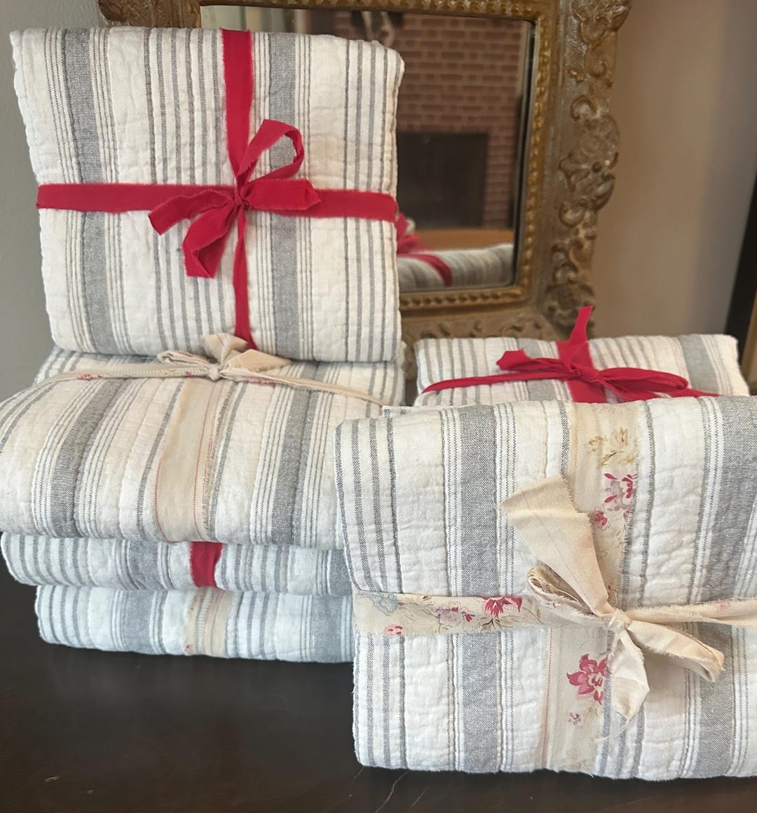 Gray and White Ticking Quilt Cutter Piece. 20 X 25. - Etsy