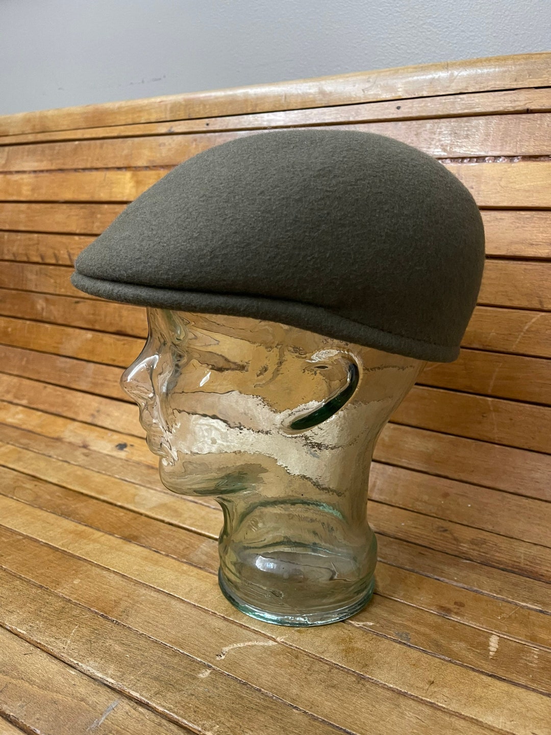 100% Felted Wool Driving Flat Cap Hat Bicycle Cabby Golf. Taupe/olive ...