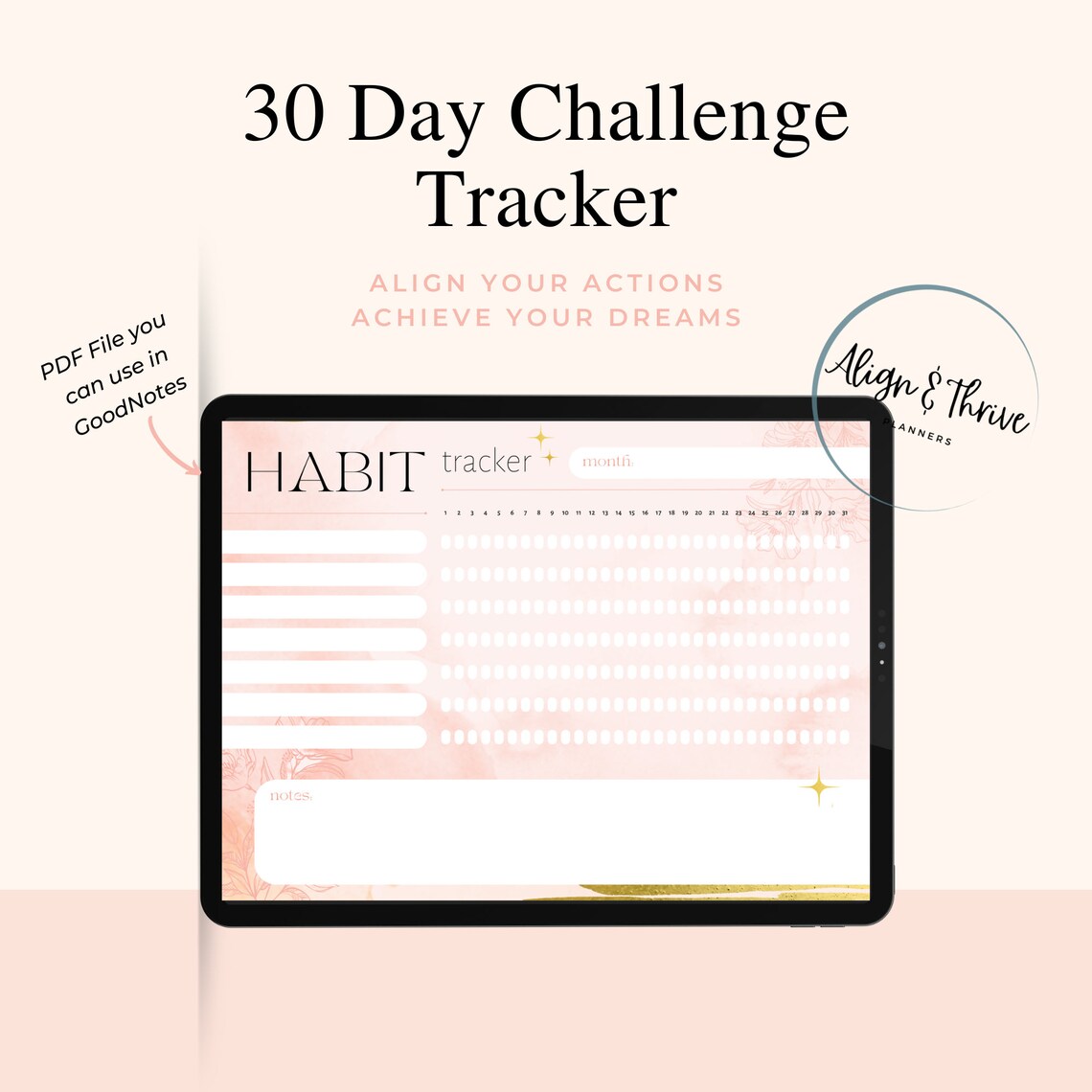 30 Day Challenge Tracker - Printable Habit Tracker, Habit Tracker Pdf ...