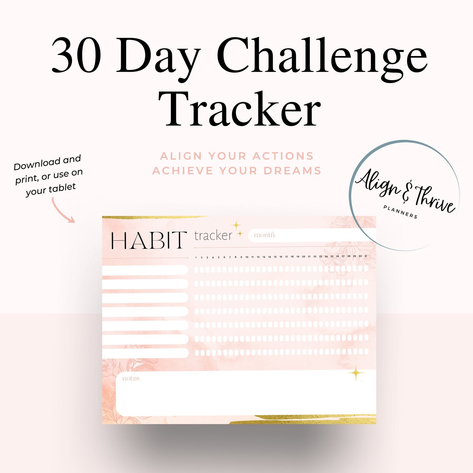 30 Day Challenge Tracker - Printable Habit Tracker, Habit Tracker Pdf ...