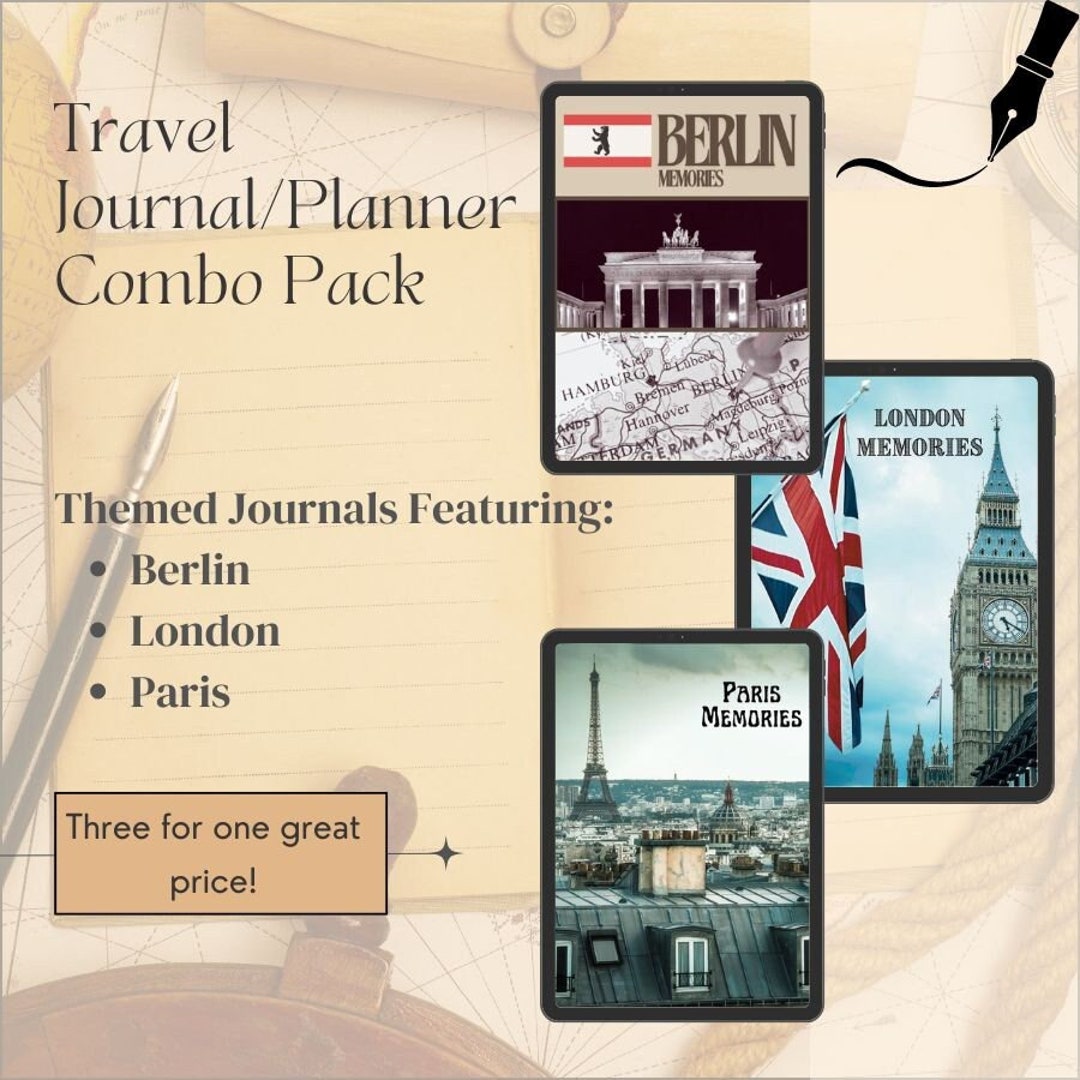 European Capitals Themed Digital Travel Journals and Planners Featuring ...